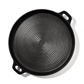 Canadienne round grill pan grill plate cast iron pan |ripped surface ...